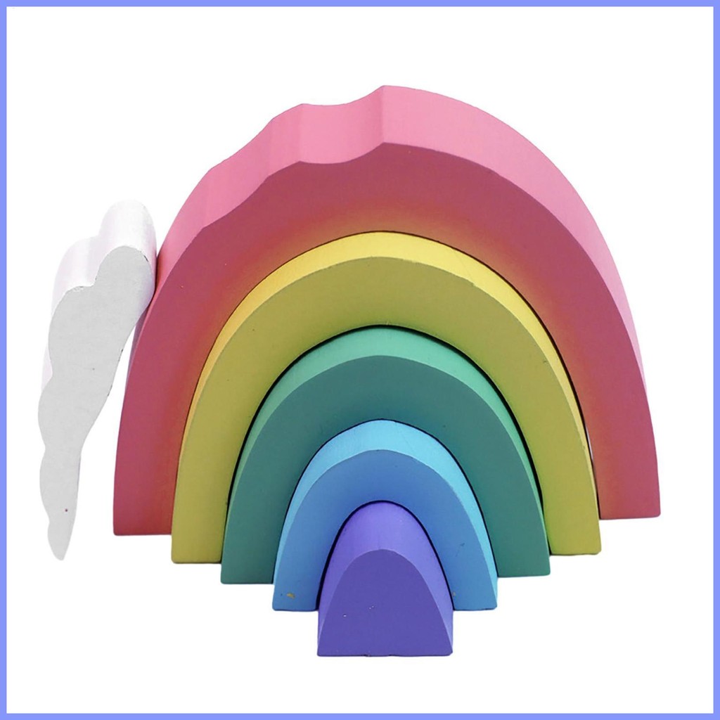 Wooden Rainbow Stacker Rainbow Stacker Nesting Puzzle Blocks Stacking ...