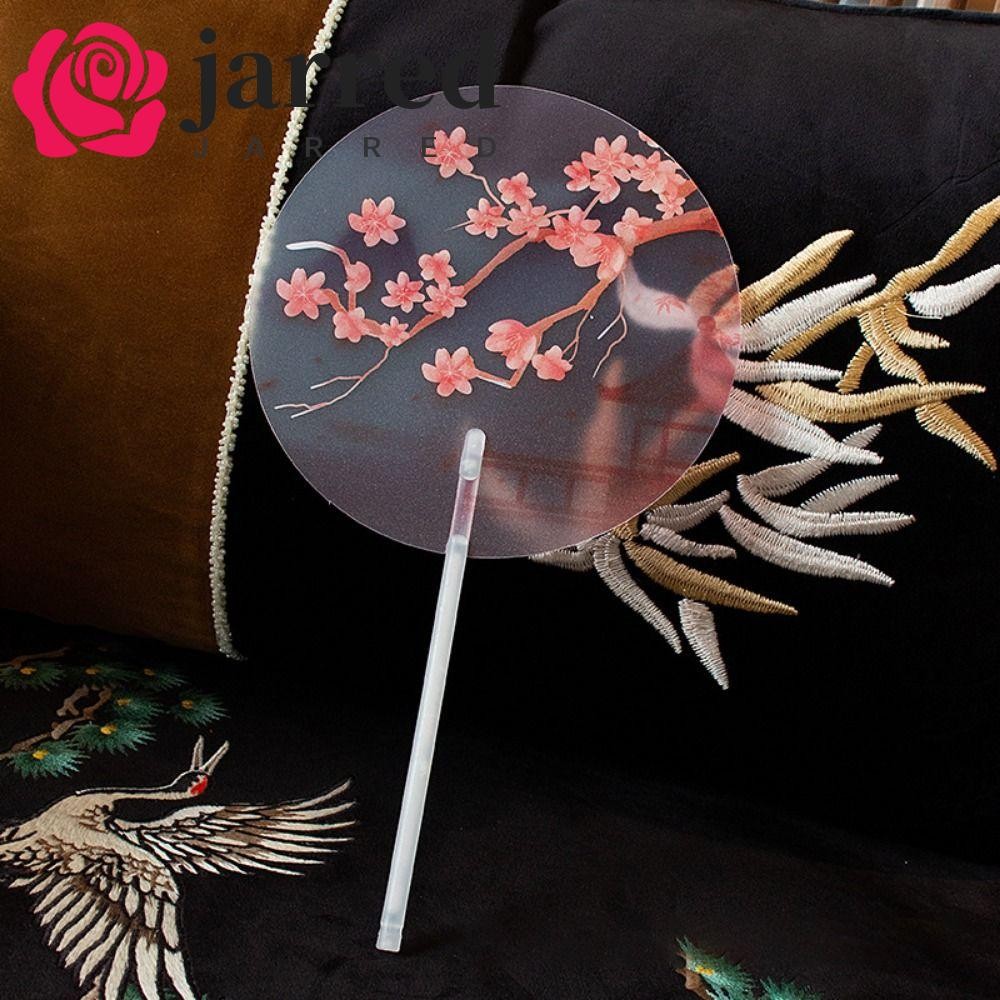 JARRED Ancient Long-handled Fan, Frosted Fan Handle Anti-break Handheld ...