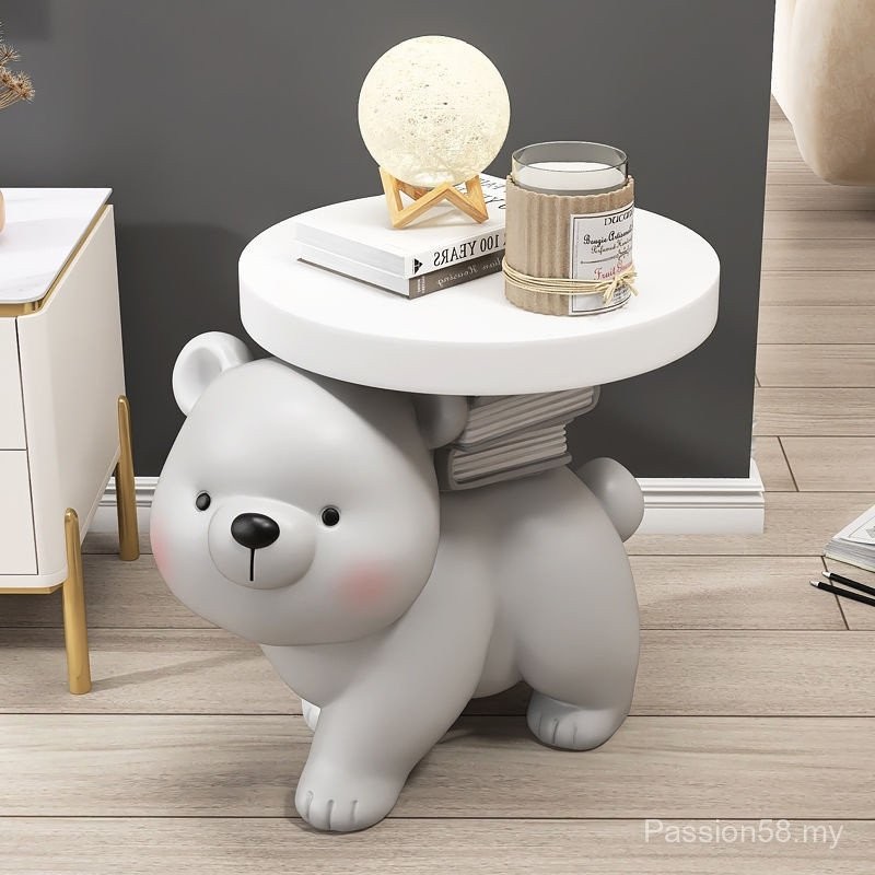 Nordic Side Tables Home Decor Bear Statue Coffee Table Large Floor Decoration Living Room Sofa ...