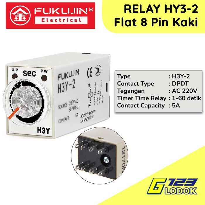 Fukojin Mini Timer Delay Relay H3Y-2 H3Y2 TDR 0-60s 60s 60 Seconds 1min ...