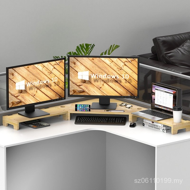 Solid Wood Elevated Rack Desktop Computer Desktop Base Display Keyboard ...