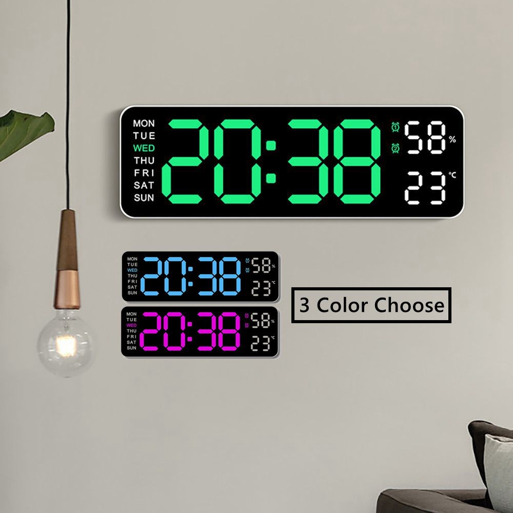 Digital Clock Large Display Wall Mountable Tabletop Alarm Clock with ...