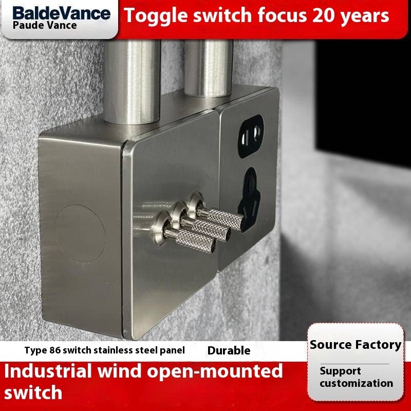 Surface Mounted Industrial Style Switch Stainless Steel Open Wire Box ...