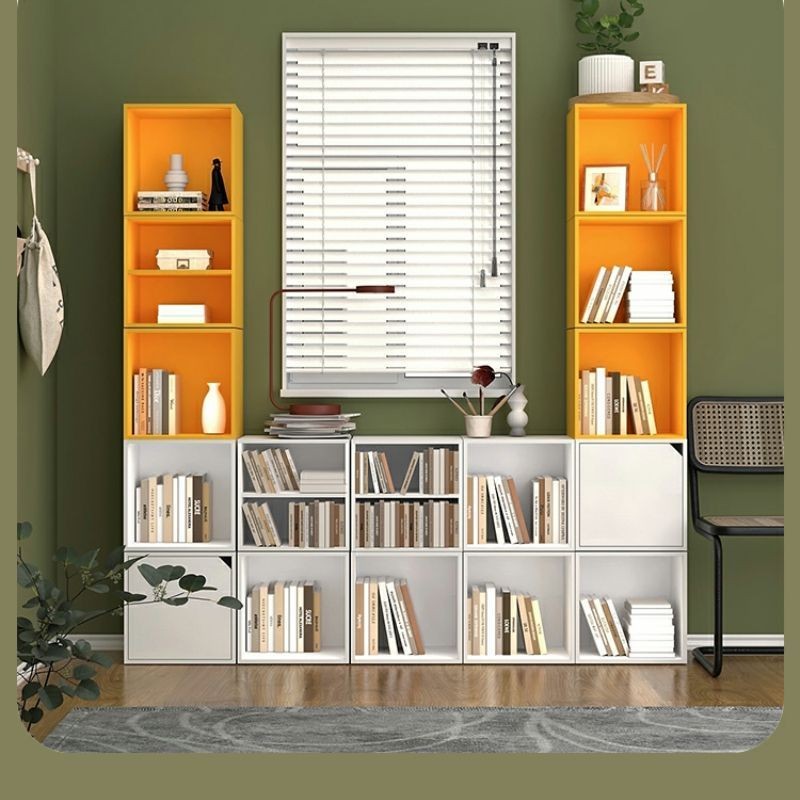 combination grid cabinet bookshelf, bookshelf with door, simple floor ...