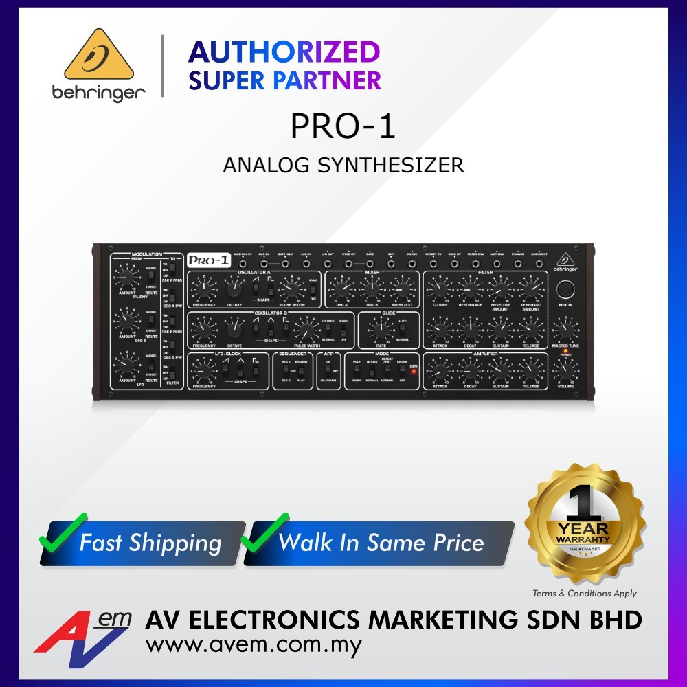 BEHRINGER PRO-1 Analog Synthesizer with Dual VCOs, 3 Simultaneous ...