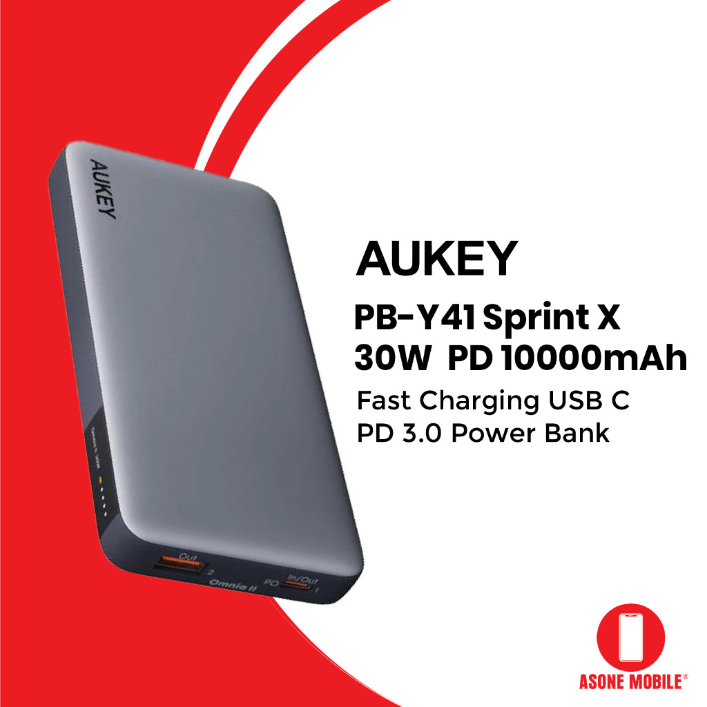 Aukey PB-Y41 Sprint X 30W PD 10K mAh Fast Charging USB C PD 3.0 Power Bank | Shopee Malaysia