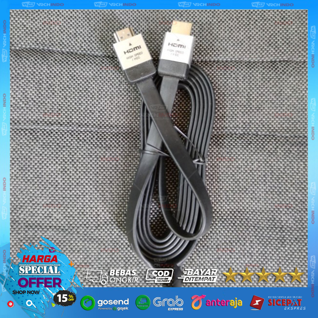 SONY 4K PREMIUM Flat HDMI Cable 2M / 3M / 5M / 10M / 15M METER - High Quality HDMI Male to Male ...