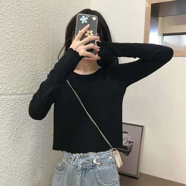 inner baju inner neck Lengan Panjang Hitam Wanita 2024 Reka Bentuk ...