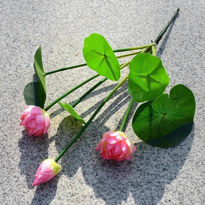 Single Artificial Lotus Lotus with Lotus Leaf Handle Bunch Plastic ...
