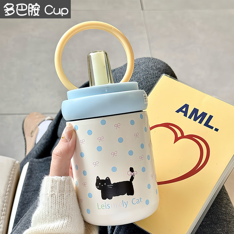 New thermos cup 316 stainless steel girls high-value straw cup small ...