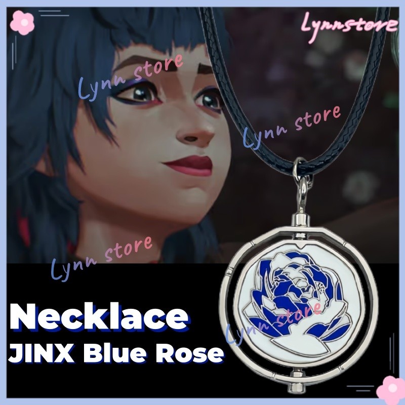 LOL JINX Arcane Cosplay Props Necklace Arcane Ekko‌ Powder Blue Rose ...