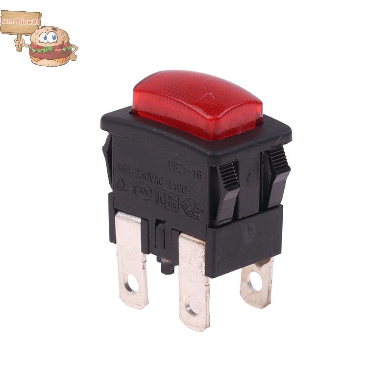 sun Red 4Pins 16A Self-Lock On Off Push Button Rocker Switch PS21-16 ...