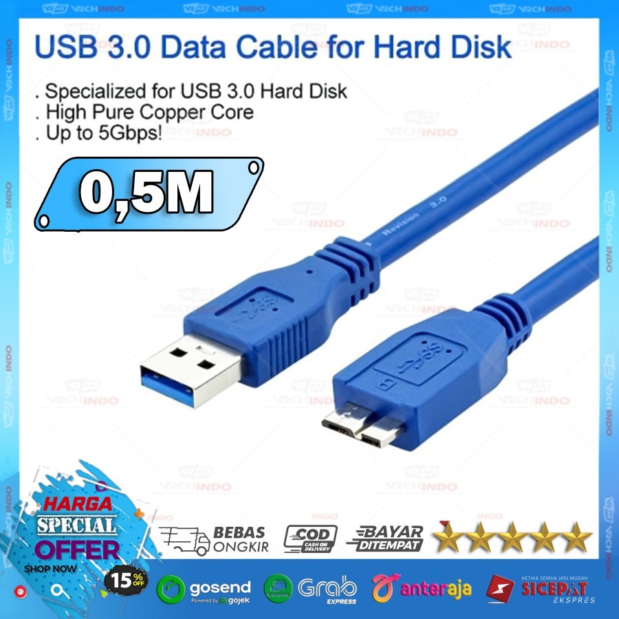 0.5 Meter USB 3.0 to Micro B Cable - Micro B Cable / External Hard Disk ...