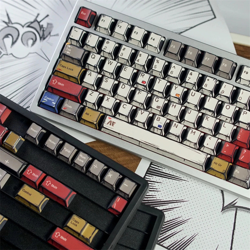 PBT Comic Style Keycaps Cherry Profile Complete Set 141 keys Keycaps ...