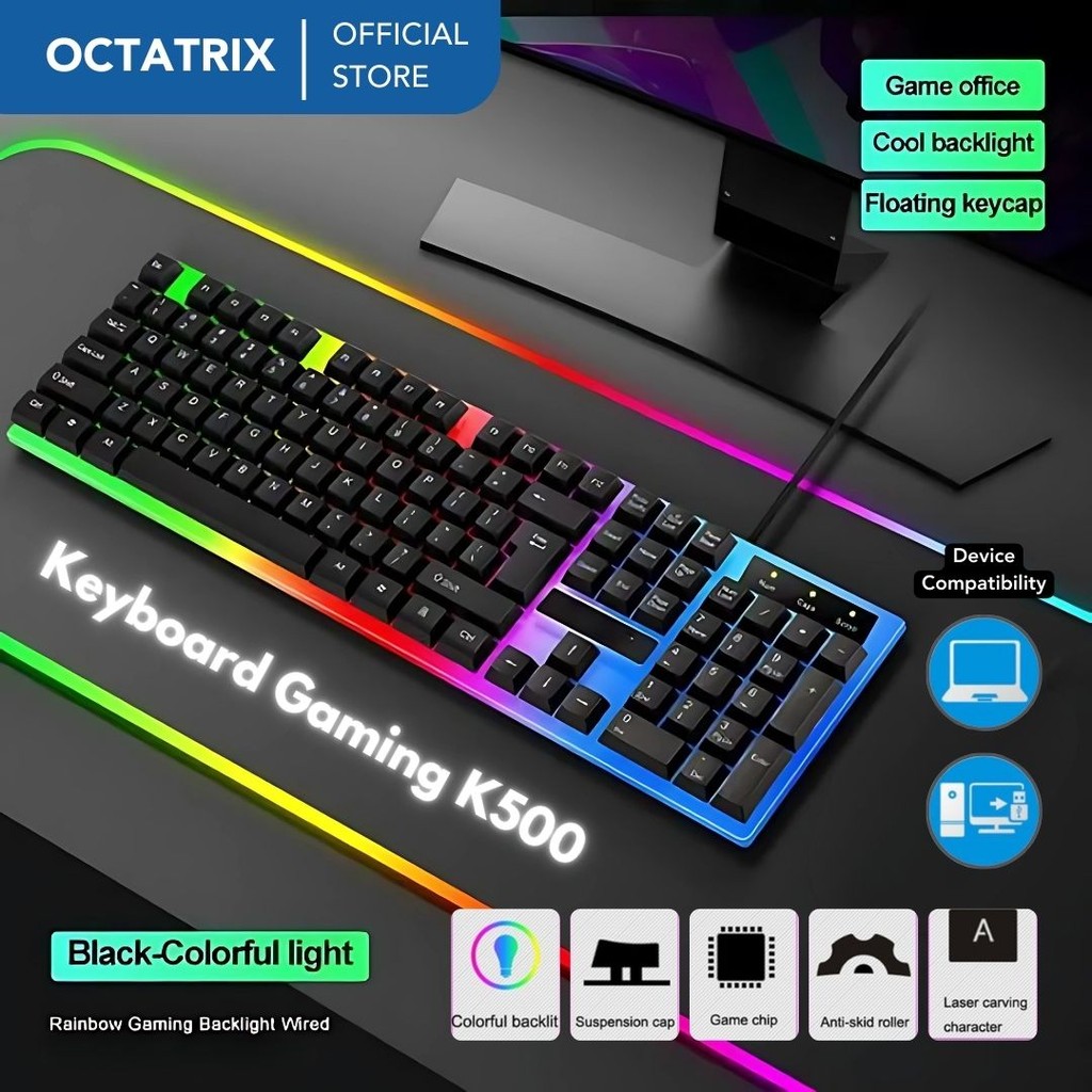 CAHAYA Semi Mechanical RGB K500 Gaming Keyboard with RGB Light ...