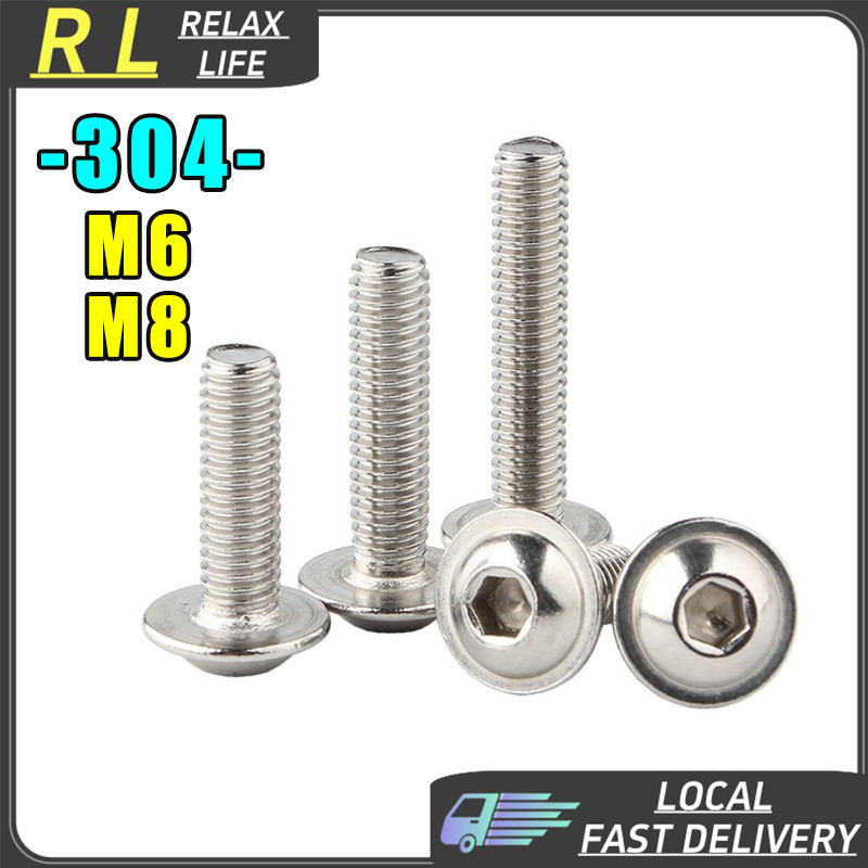 [RL] M6 M8 Hex Socket Screw With Pad Round Head Screws With Washer ...
