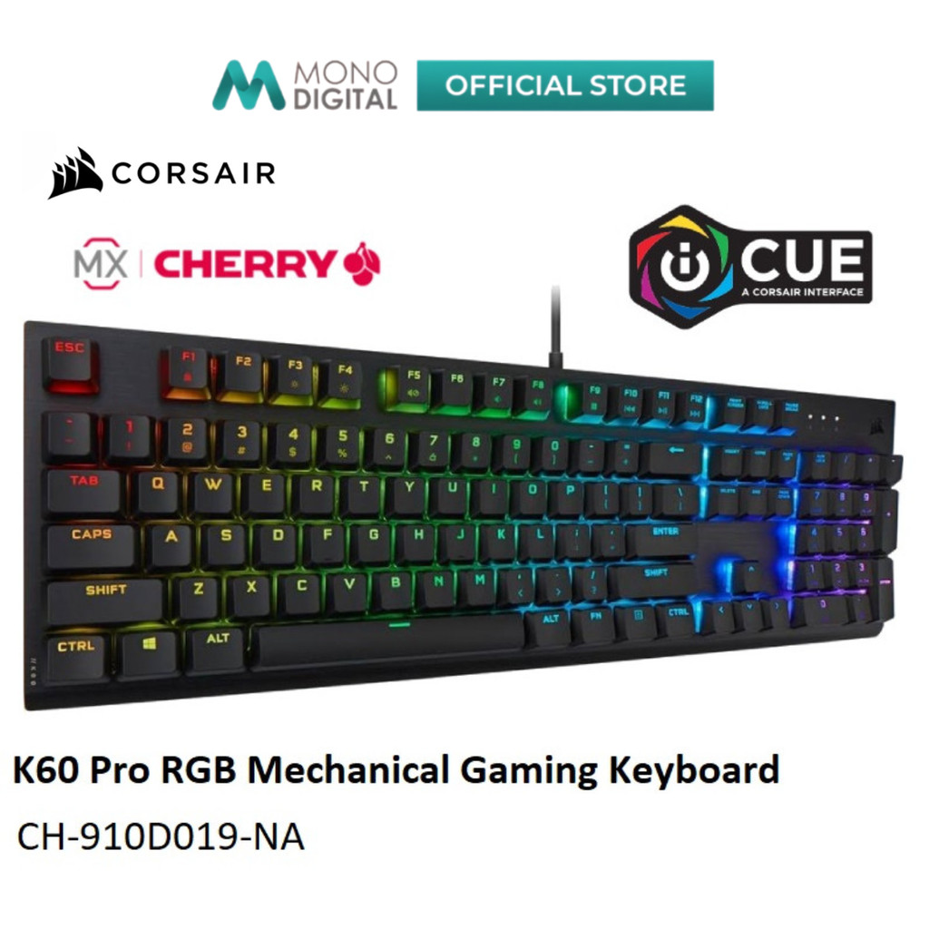 CORSAIR K60 PRO RGB / RED LED / TENKEYLESS TKL / FULL SIZE BACKLIT ...