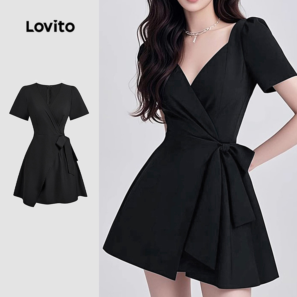 Lovito Casual Dress Wrap Tie Front Soft and Comfortable Spring/summer ...