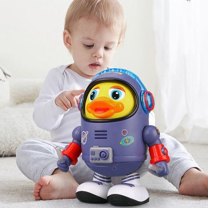 Space Dancing Duck Robot Toy with Light Music Cartoon Walking Sensory ...