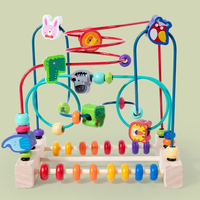 【in shock！】babyboss Wooden Bead Maze Roller Coaster Animal Slide Wire ...