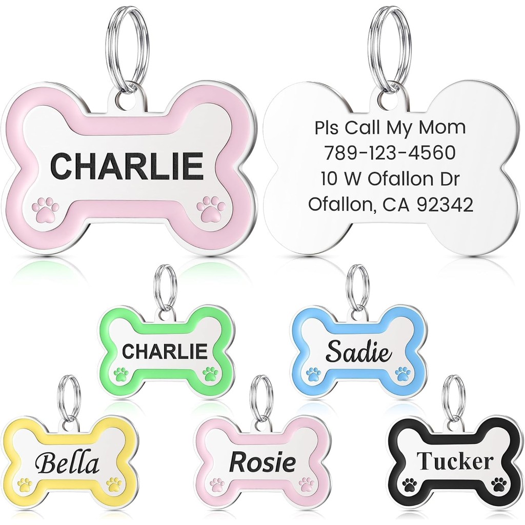 YEHANTI Dog Tags for Pets Engraved Personalised Pet ID Tags for Dogs ...