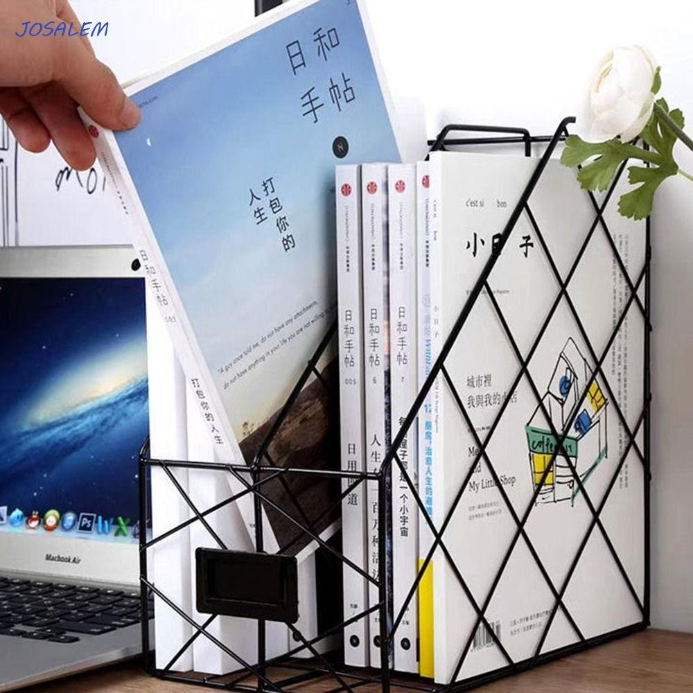JOSALEM Metal Desktop File Shelf, Wrought Iron Nordic Style Magazine ...
