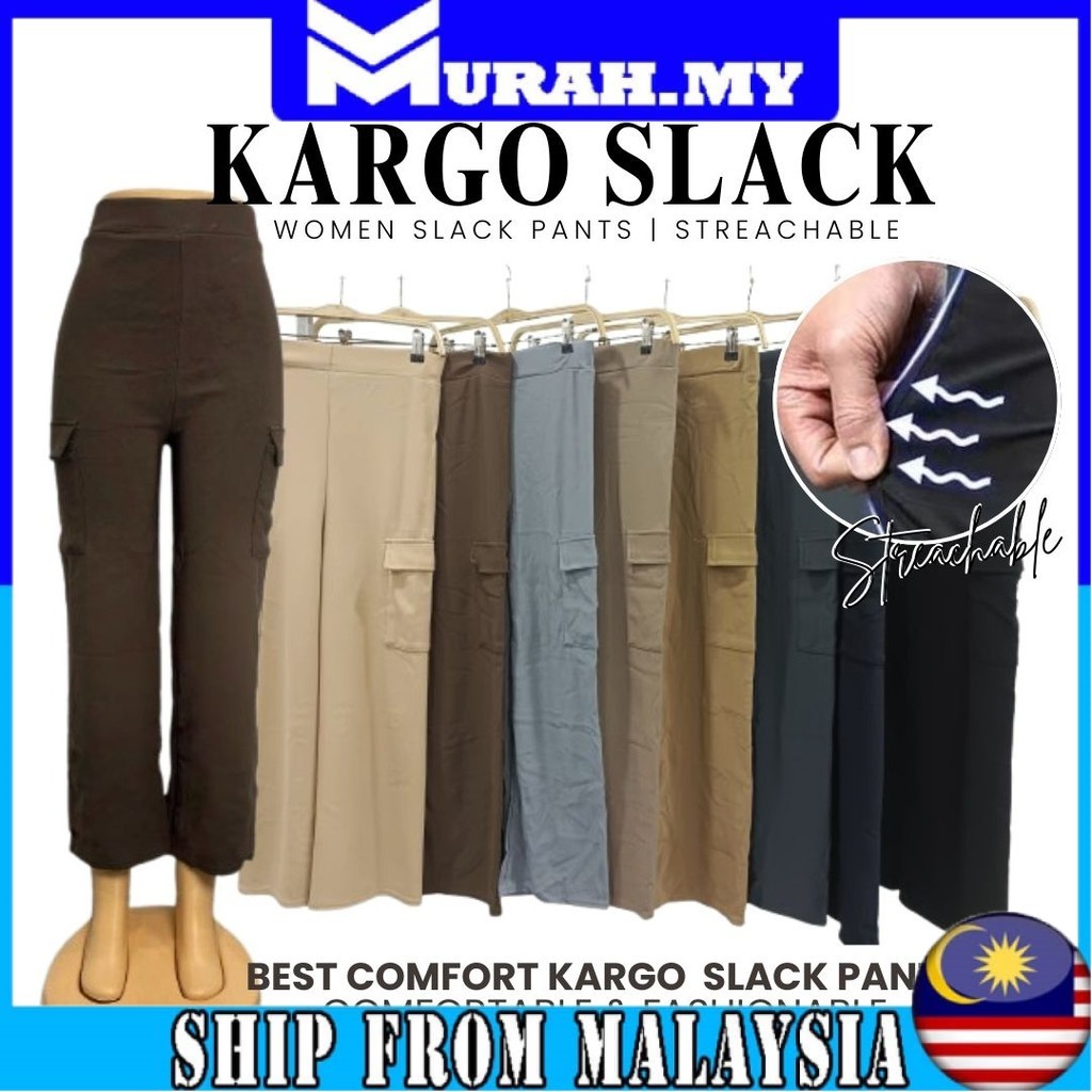 MY88_ CARGO Bamboo Slack Cargo Bertali 230GSM 4 POCKETS Ladies Cargo ...
