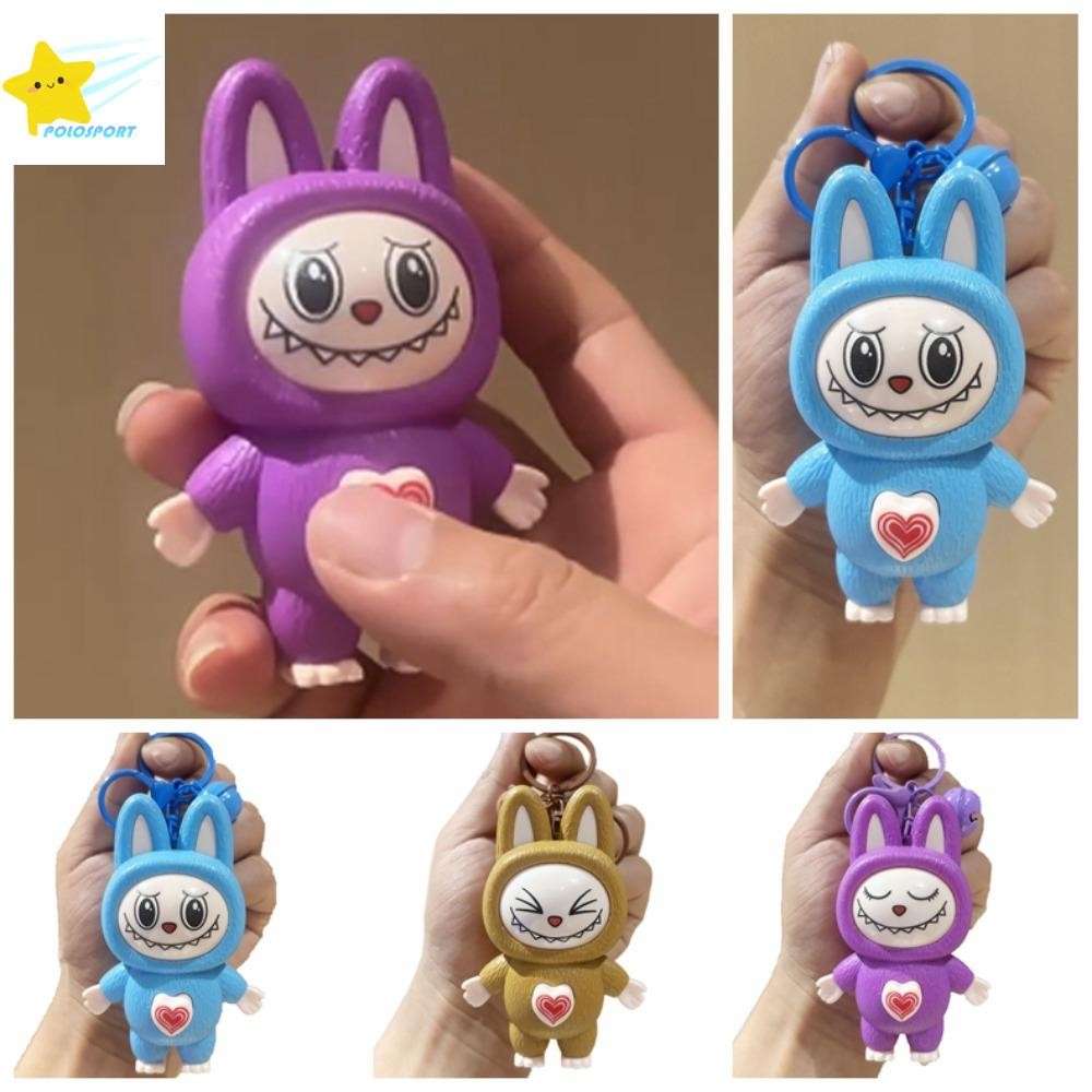 POLOSPORT Labubu Face Changing Doll, Bell Keychain Interactive Labubu ...