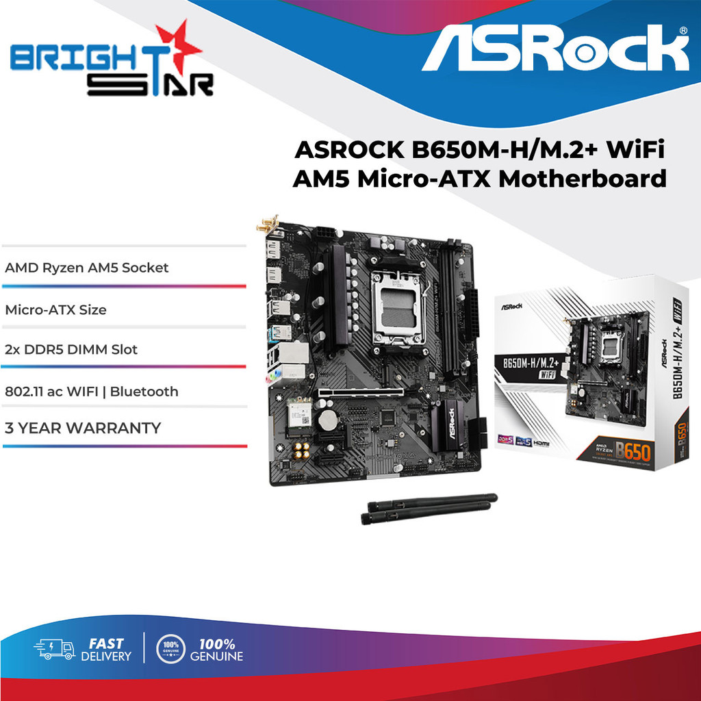 ASROCK B650M-H/M.2+ WiFi AM5 Micro-ATX Motherboard | Shopee Malaysia