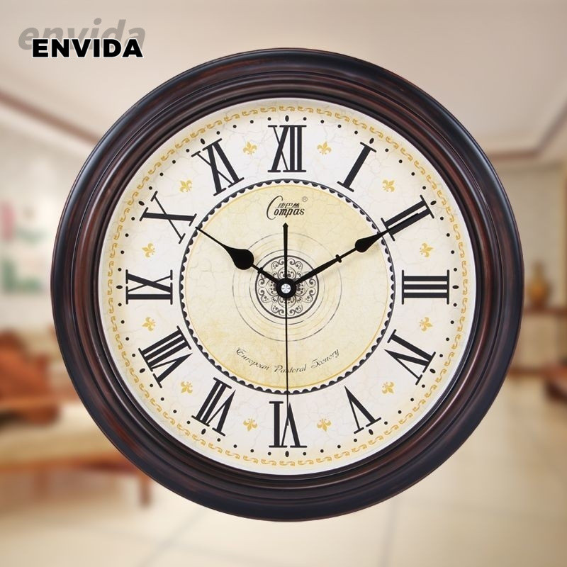 European Retro Wall Clock Home Living Room Quartz Clock Classical ...