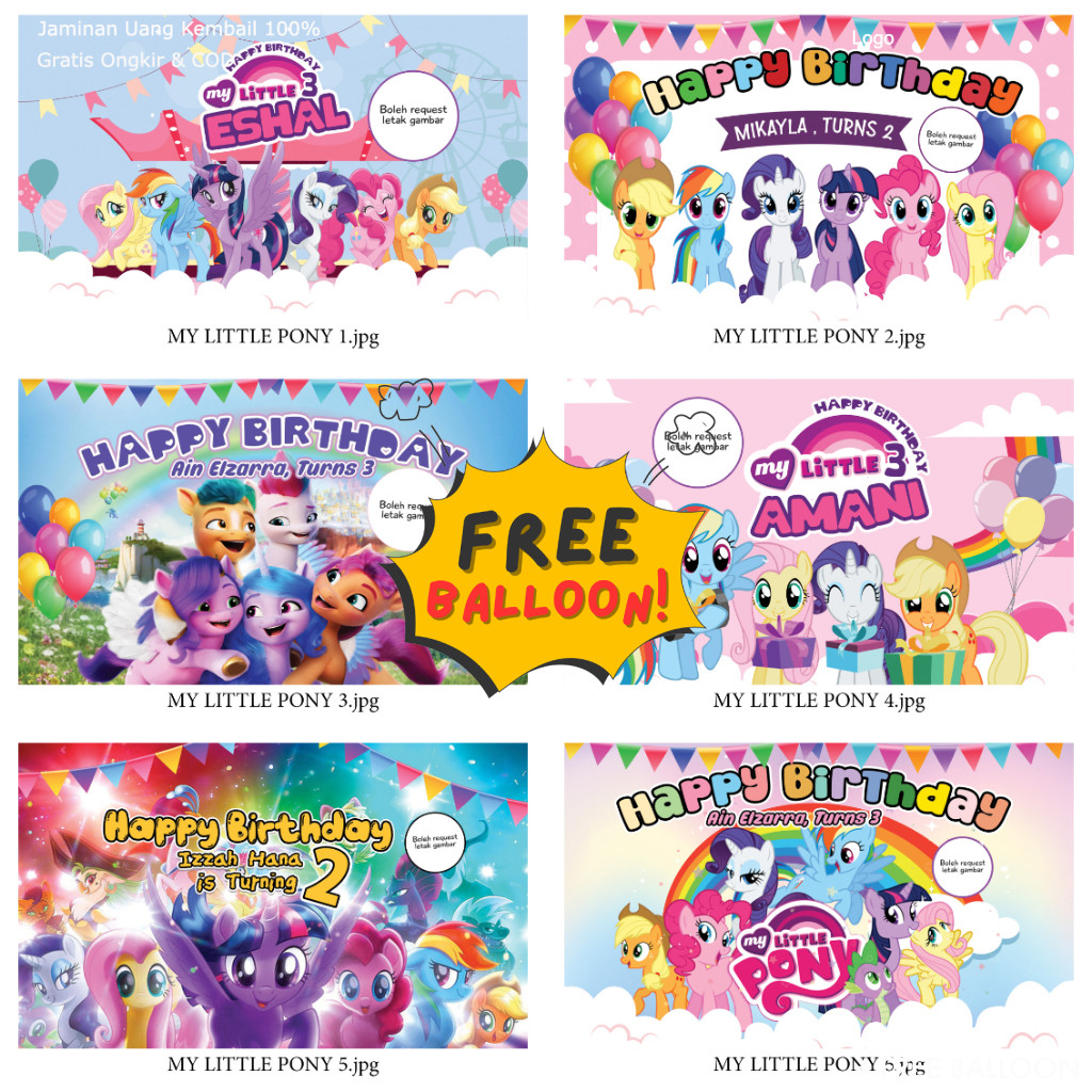 My Little Pony - Print Banner Birthday / Hari Jadi Murah Harga Kilang ...