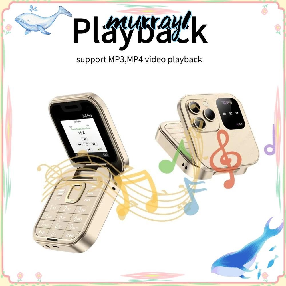 MURRAY1 Mini Flip Mobile Phone, Small Display FM Radio Foldable Cell ...