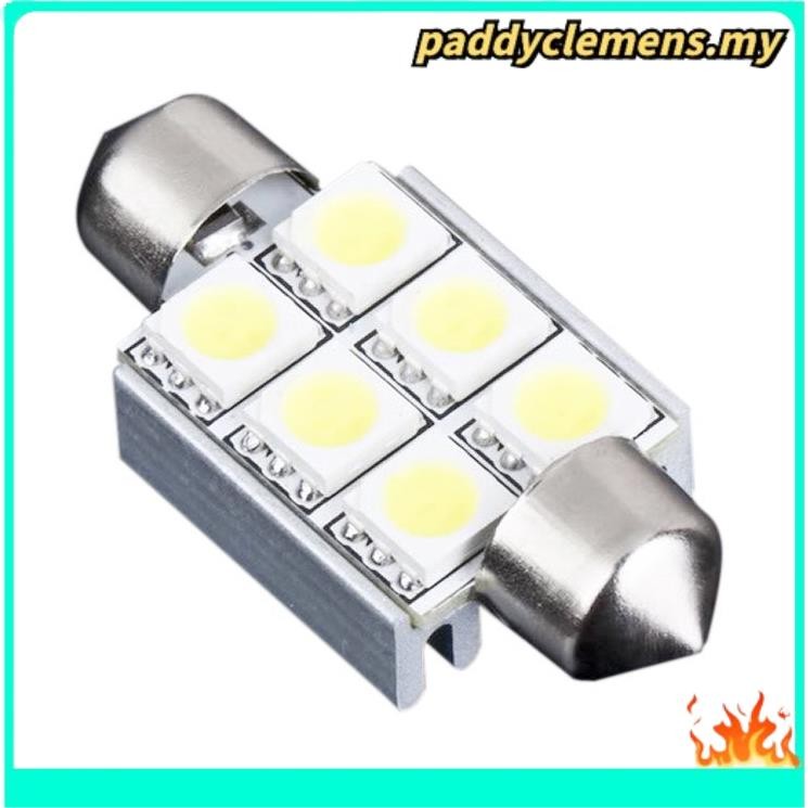 36mm 6 SMD 5050 Pure White Dome Festoon CANBUS OBC Car 6 LED Light Bulb | Shopee Malaysia