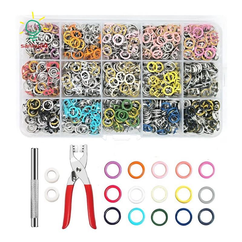 300 Sets Ring Snap Button Kit Metal Snaps with Snap Fastener Tool for ...