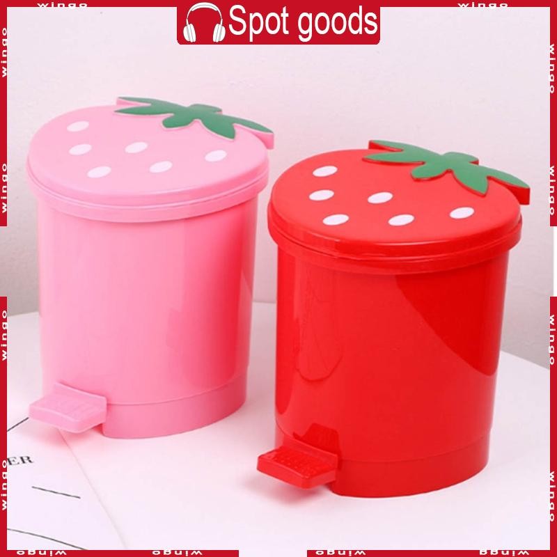 WIN Mini Strawberry Trash Can with Lid School Classroom Desk Garbage ...