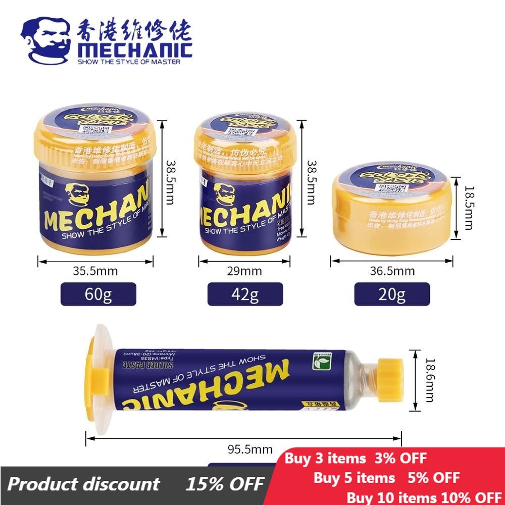 MECHANIC Original Lead-free Solder Tin Paste 217C High Temperature ...
