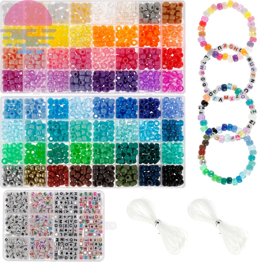 1977Pcs Pony Beads Kit for Bracelet Making 64 Colors 9mm Kandi Beads ...