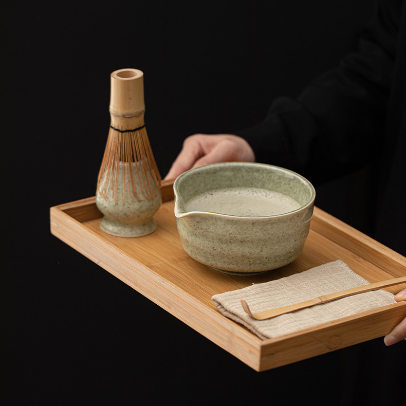Matcha Tea Set 4-Piece Set Matcha Bowl with Mouth Matcha Brush Holder ...