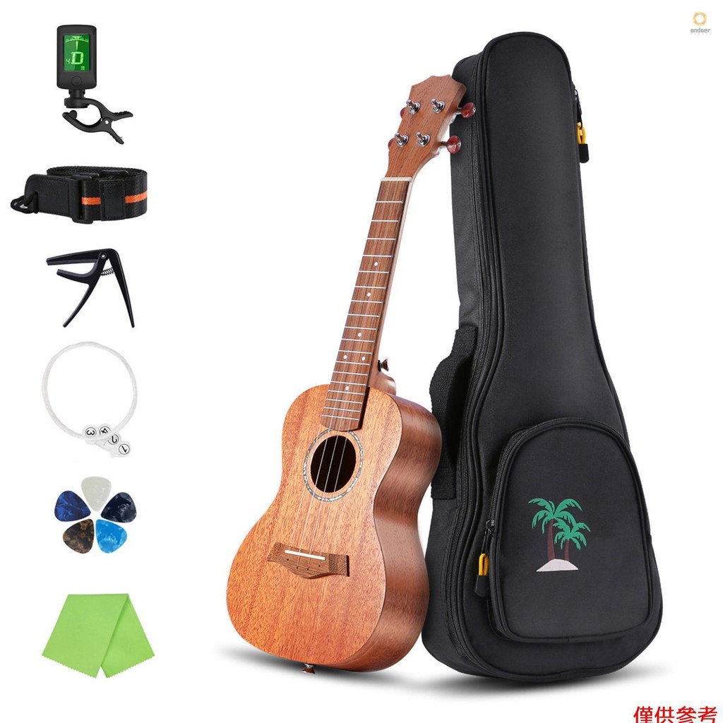 23 Inch Acoustic Concert Ukulele Kit Mahogany Plywood Ukelele with Gig ...