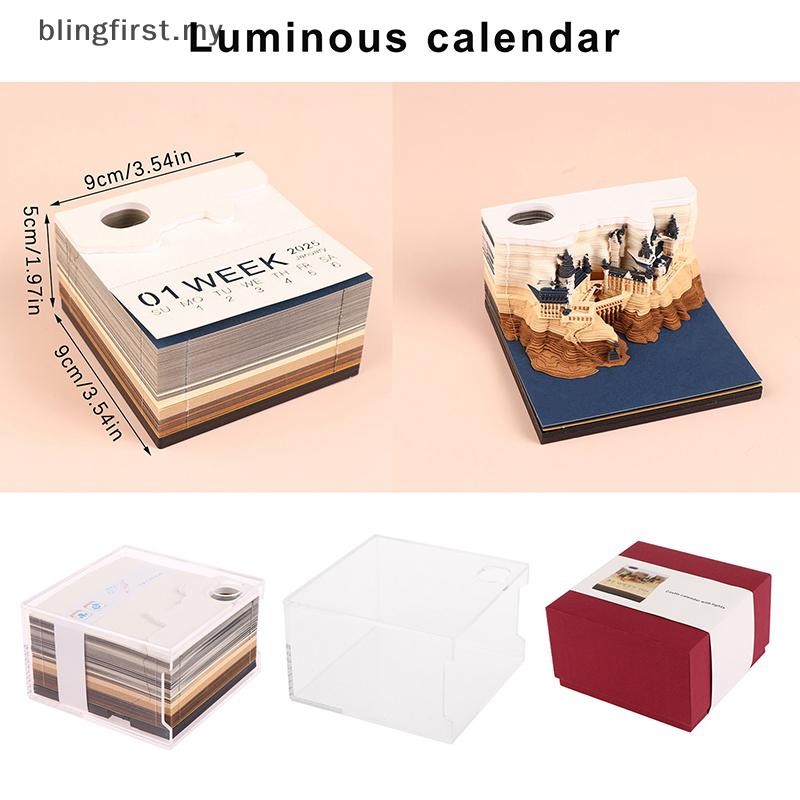 [blingfirst] Castle Desk Calendar With LED Lights 2025 Calendar Memo ...