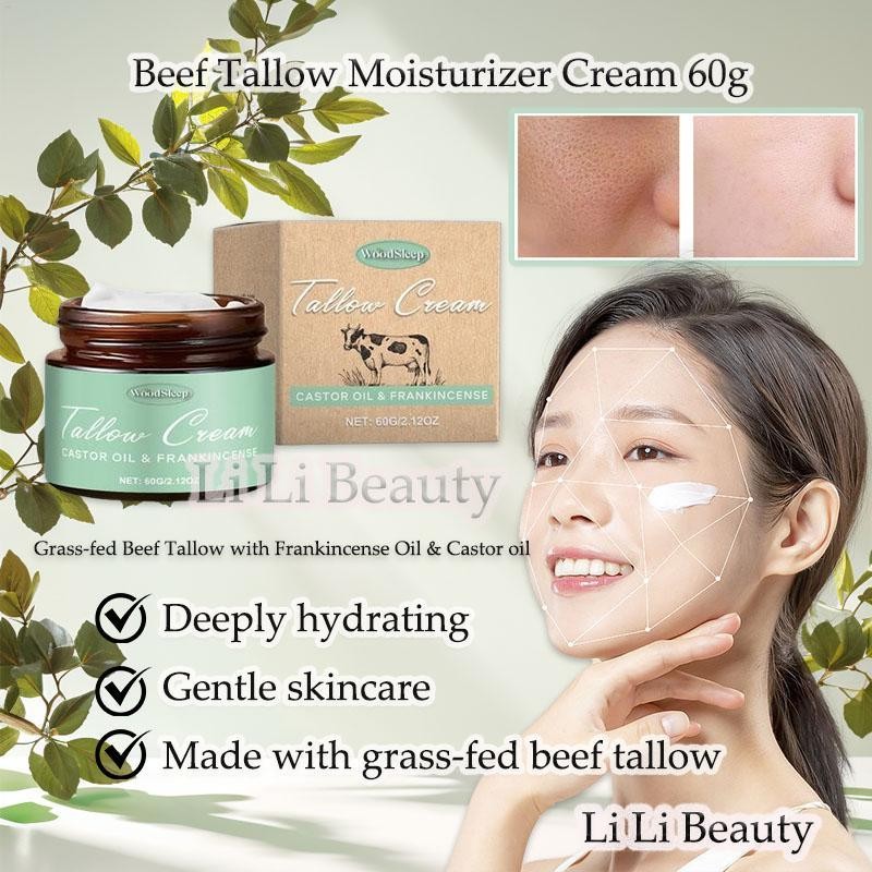 Beef Tallow Moisturizer Cream 60g Portable Face Moisturizer for Dry ...