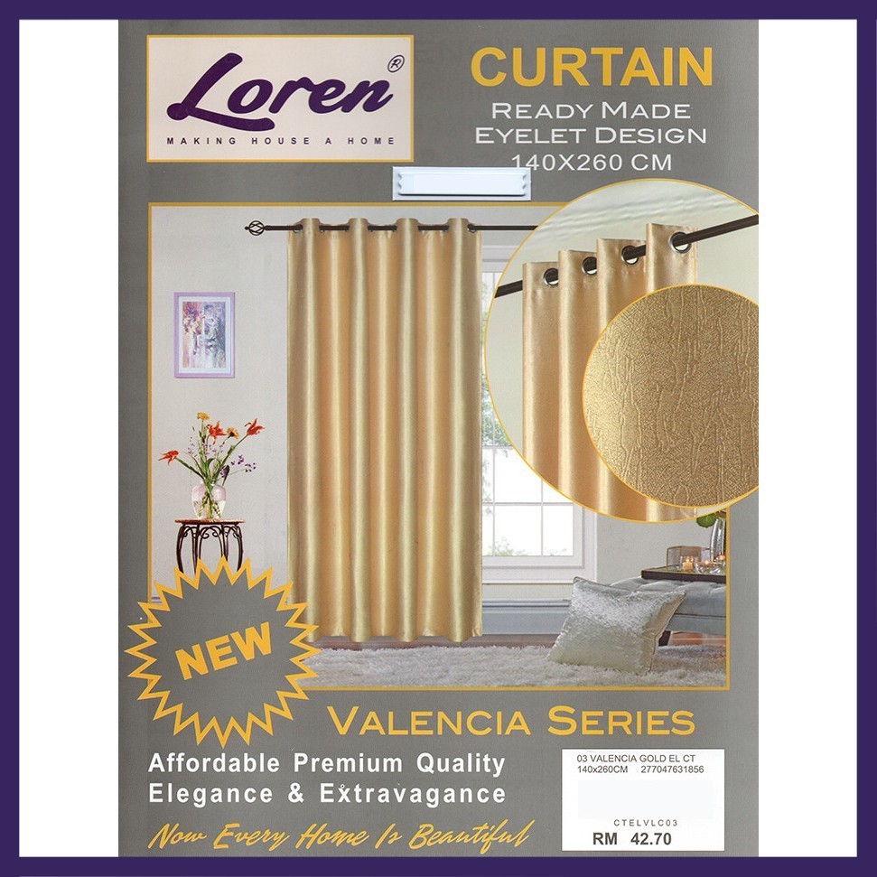 Romantika Loren Curtains VALENCIA SERIES Eyelet 140*260cm High Quality ...