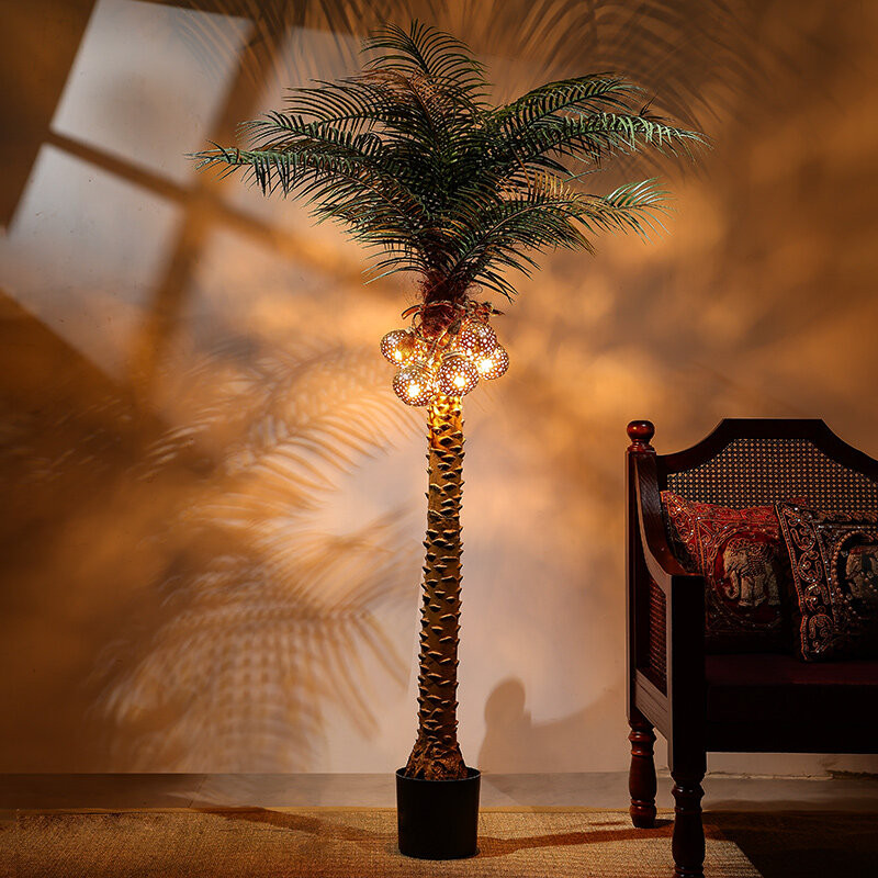 Artificial Coconut Tree Floor Lamp with String Lights – Decorative ...