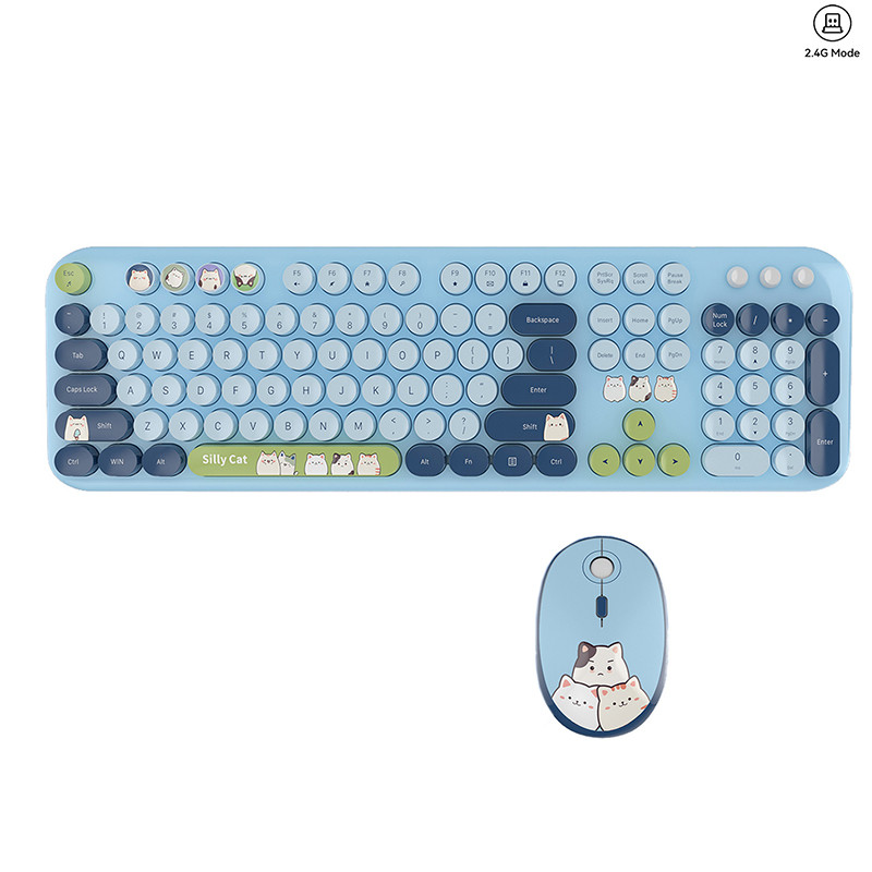 Jomaaandmofi Ergonomic Plug And Play 2 4g Wireless Keyboard Mouse Combo Full Size 104 Keys Retro