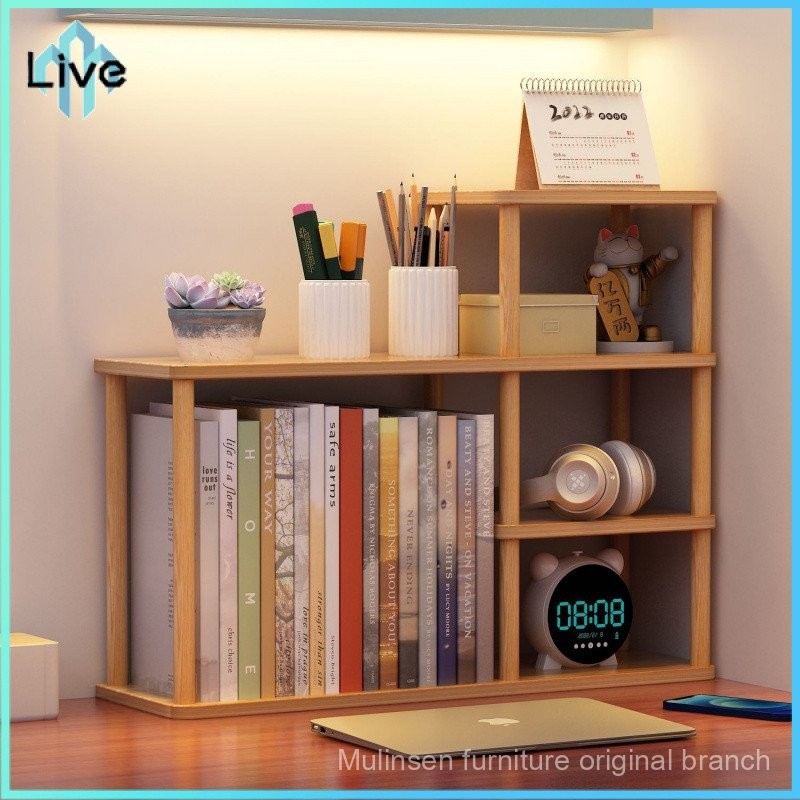 Desktop bookshelf shelf storage rack multi-layer storage on desk solid ...