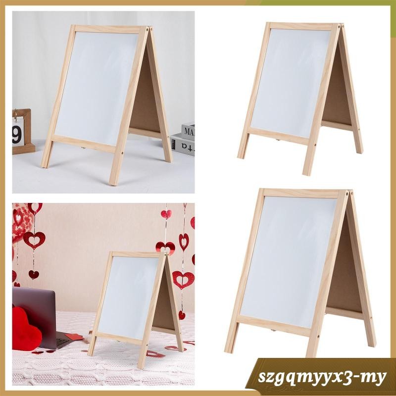 [ Double Sided Chalkboard Whiteboard Foldable Writing Easel Small Sign ...