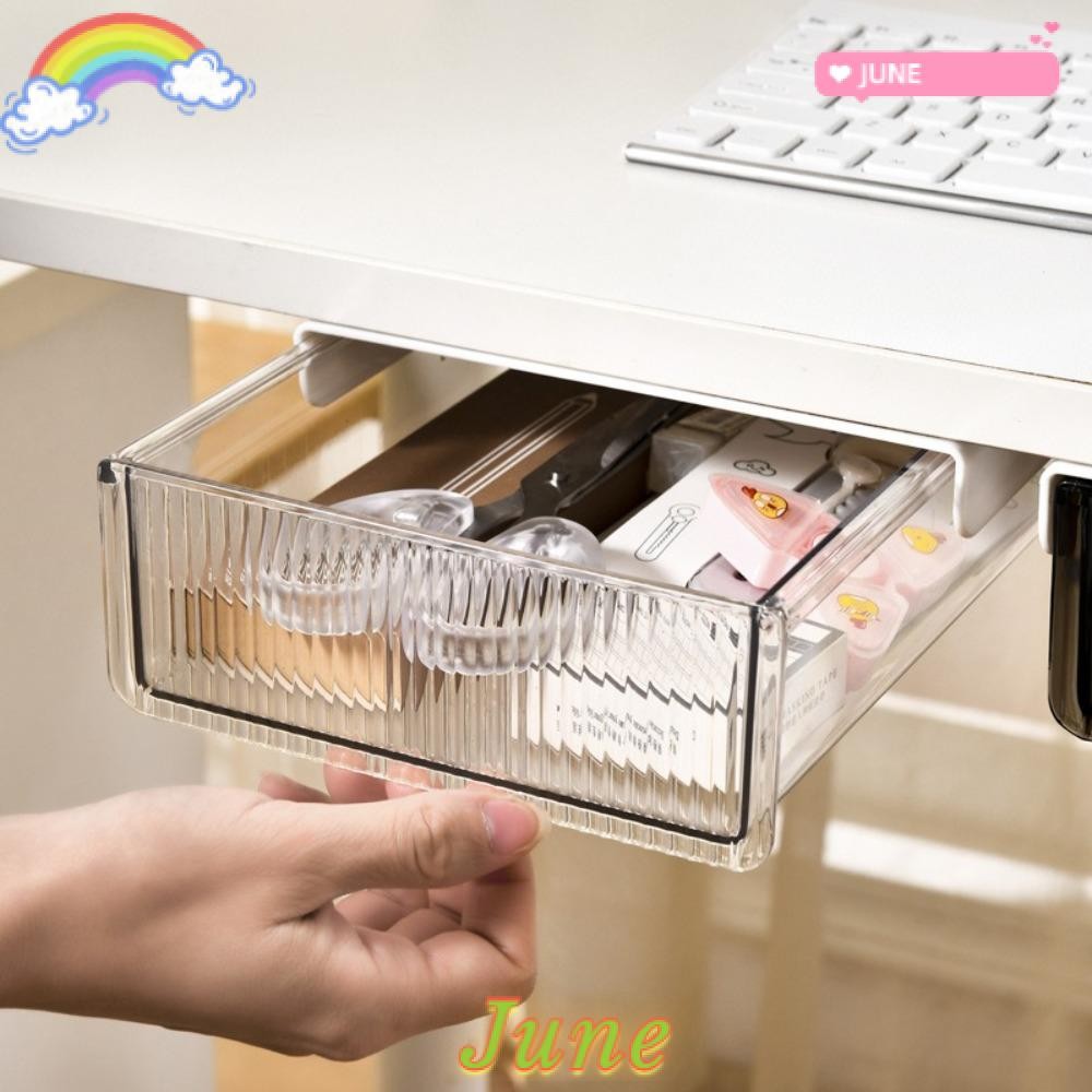 JUNE1 Storage Box Drawer, Attachable ABS Under Desk Drawer, Transparent ...