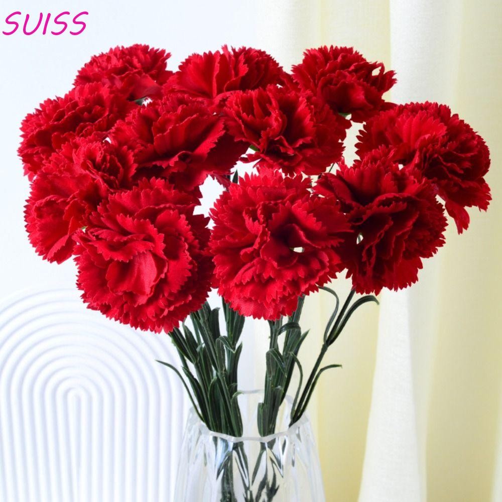 SUISS Artificial Red Carnations, Real Touch 54cm Simulation Carnation ...