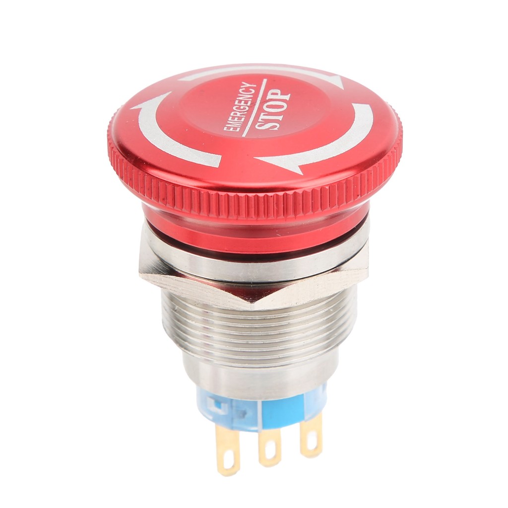 22mm Waterproof Mushroom Head Emergency Stop Push Button Switch Self Locking Control Panel ...