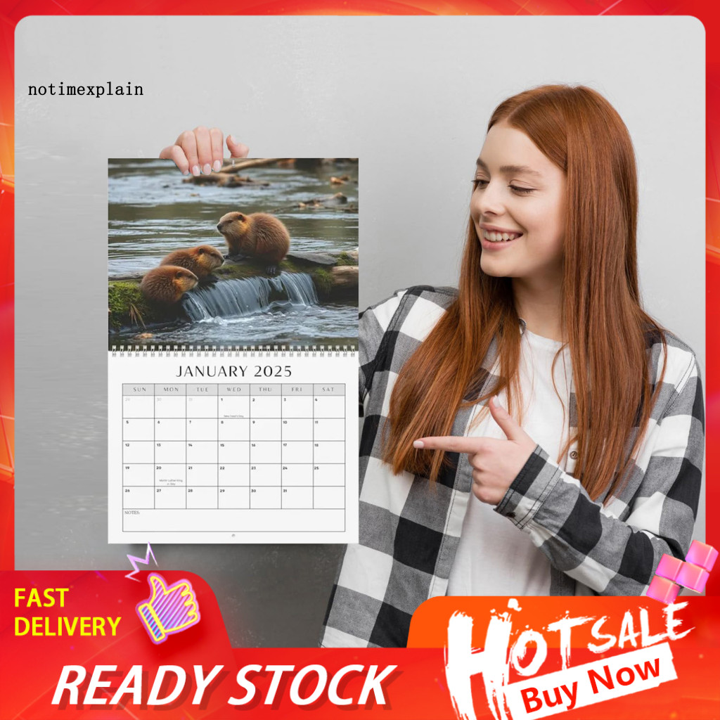 NTA Cute Beaver Illustrations Calendar Sturdy Material Wall Calendar ...